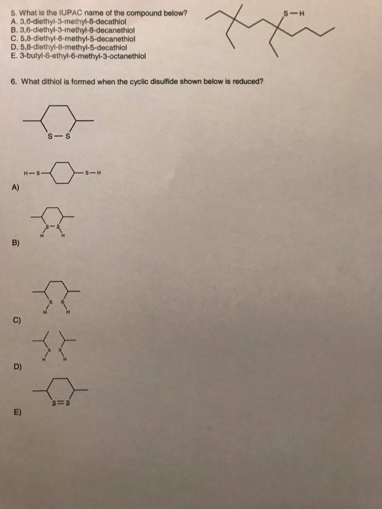 Solved 5. What is the IUPAC name of the compound below? A. | Chegg.com