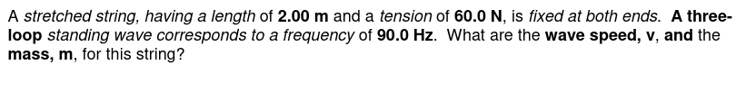 Solved A stretched string, having a length of 2.00 m and a | Chegg.com