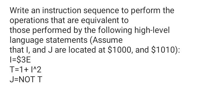Solved Write an instruction sequence to perform the | Chegg.com