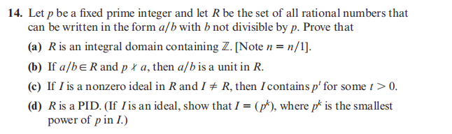 Solved 14. Let p be a fixed prime integer and let R be the | Chegg.com