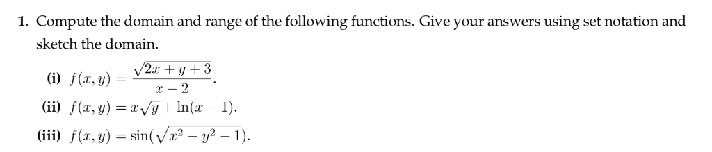 Solved 1. Compute the domain and range of the following | Chegg.com