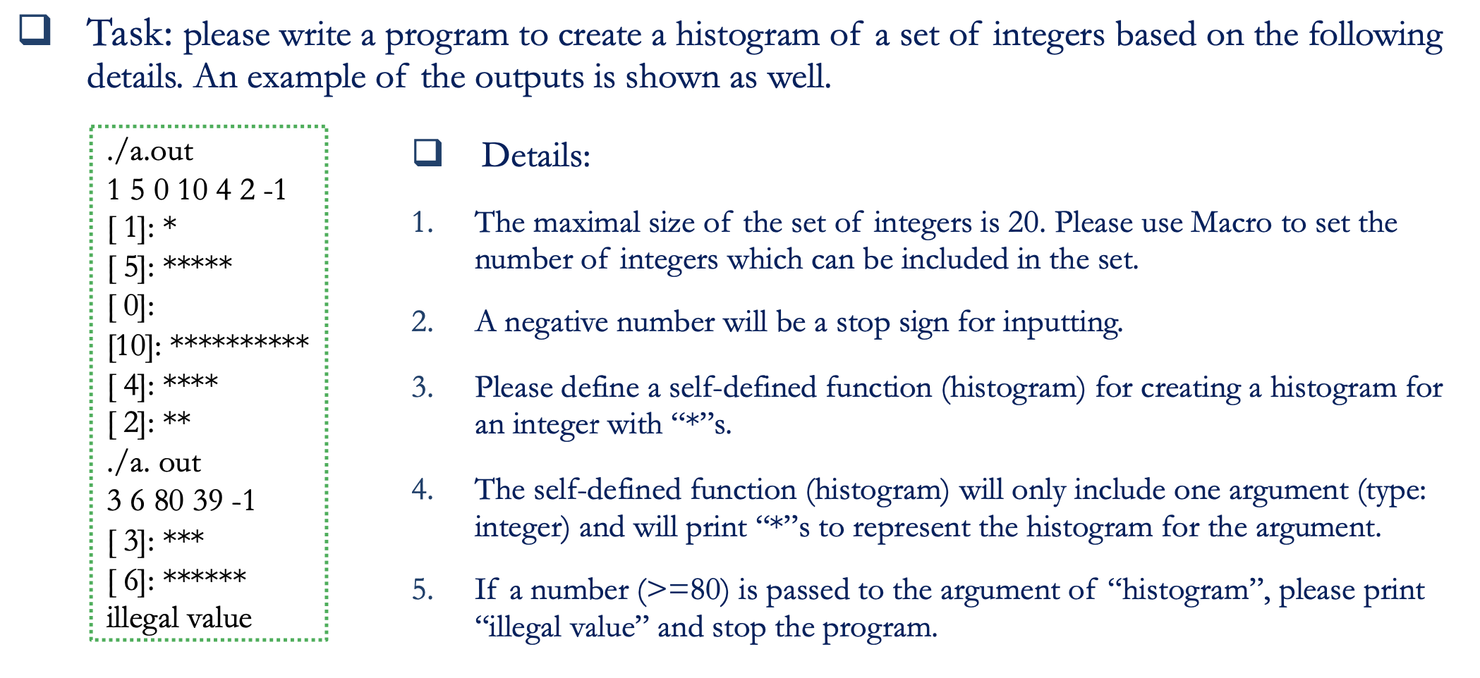 Solved Task: please write a program to create a histogram of | Chegg.com