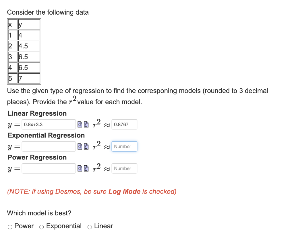 Solved Consider the following data Use the given type of | Chegg.com