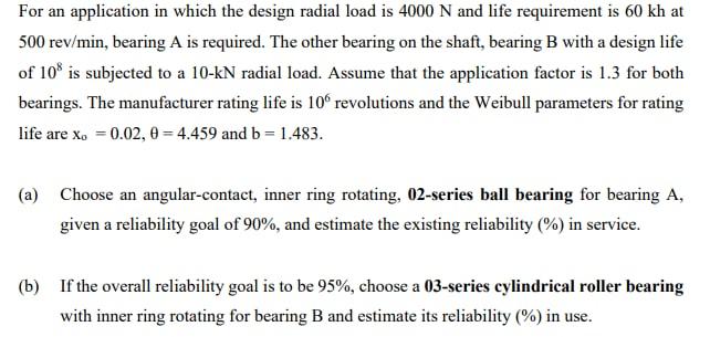 Solved For an application in which the design radial load is | Chegg.com