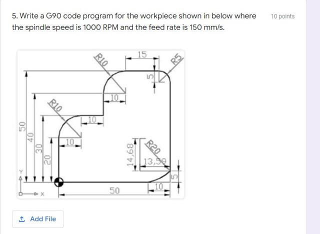 Solved 10 Points 5 Write A G90 Code Program For The