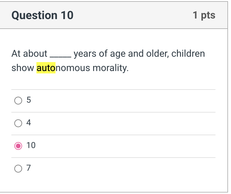 Solved At about years of age and older, children show | Chegg.com