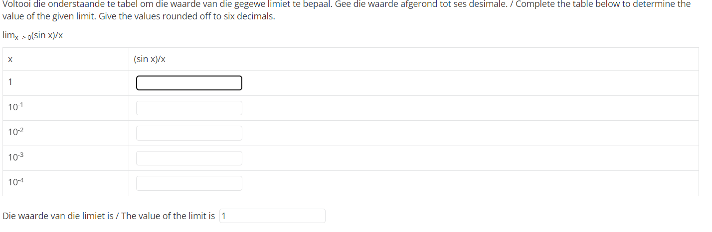 Solved Voltooi die onderstaande te tabel om die waarde van | Chegg.com