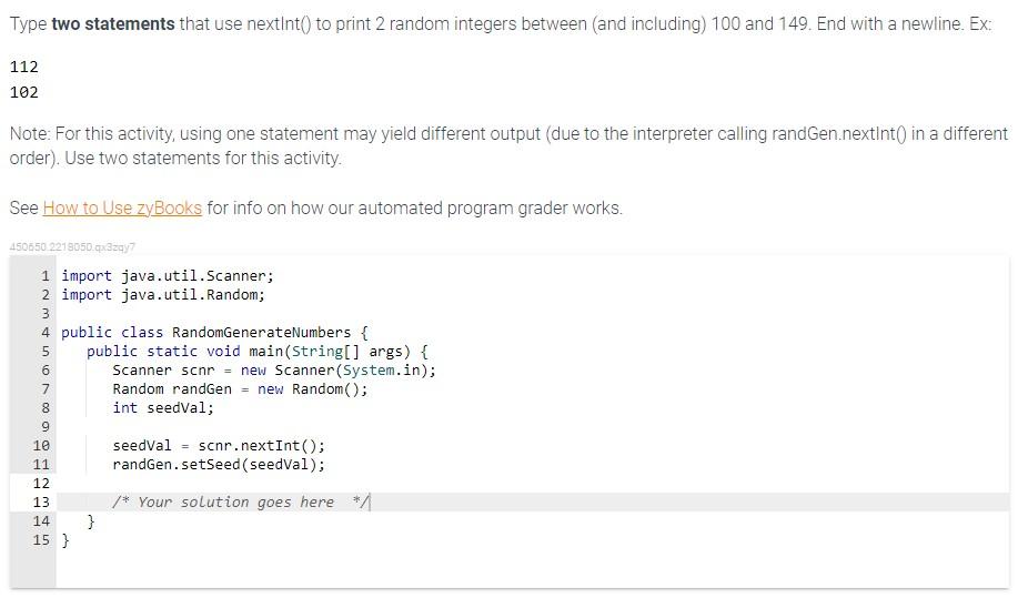 Solved Type two statements that use nextlnt() to print 2 | Chegg.com