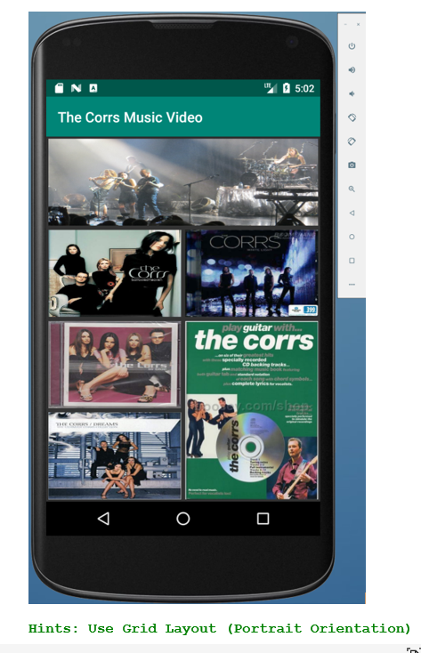Solved Hints: Use Grid Layout (Portrait Orientation) | Chegg.com