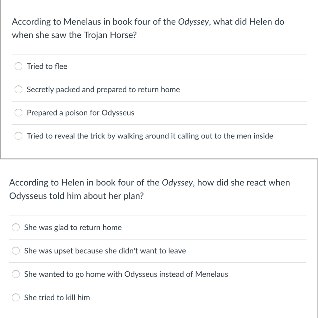 Solved According to Menelaus in book four of the Odyssey, | Chegg.com