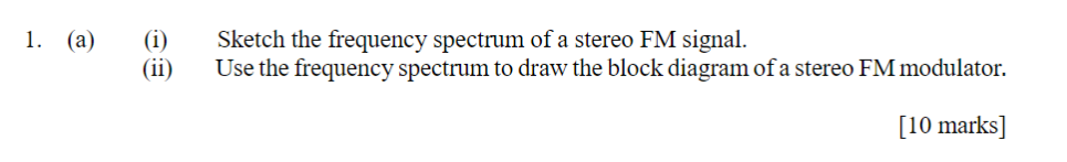 1. (a) (i) Sketch the frequency spectrum of a stereo | Chegg.com
