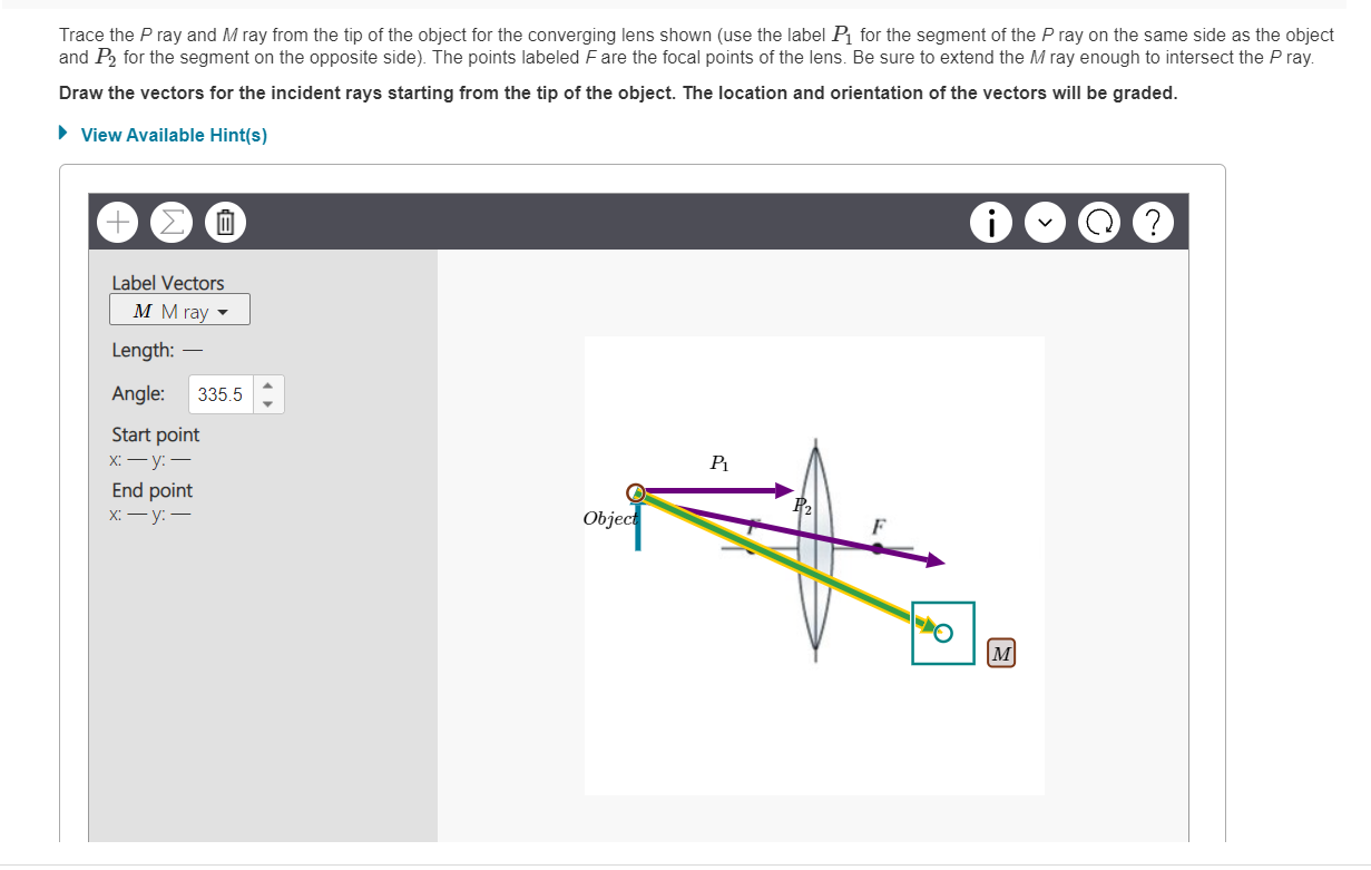 Solved Trace the P ray and M ray from the tip of the object | Chegg.com