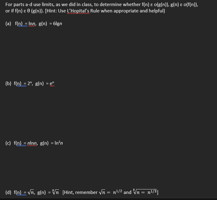 Solved For parts a-d use limits, as we did in class, to | Chegg.com