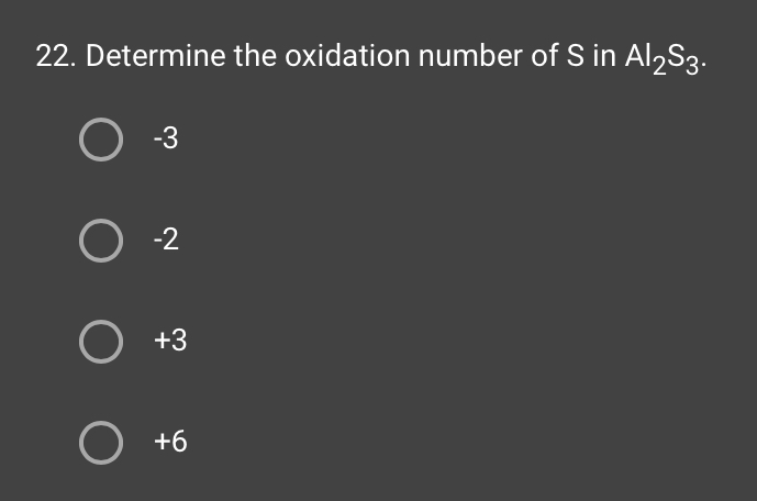 Solved 22. Determine the oxidation number of \\( \\mathrm{S} | Chegg.com