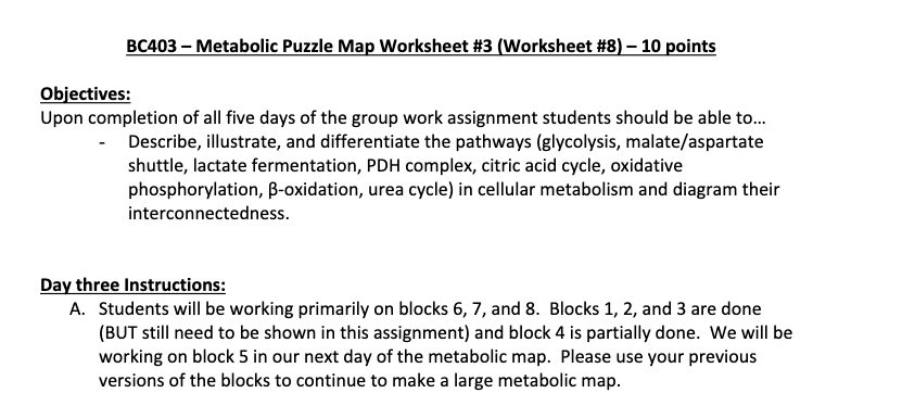 BC403 - Metabolic Puzzle Map Worksheet #3 (Worksheet | Chegg.com