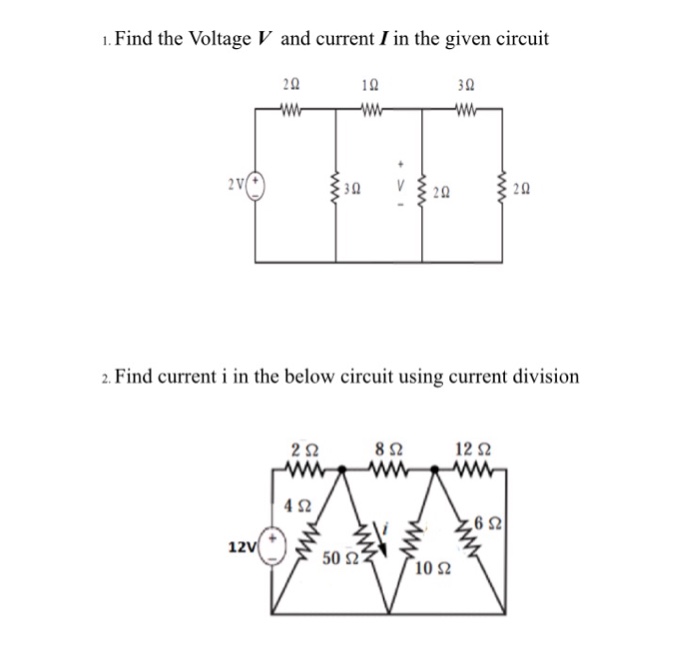 Solved Find The Voltage V And Current I In The Given Circuit Chegg