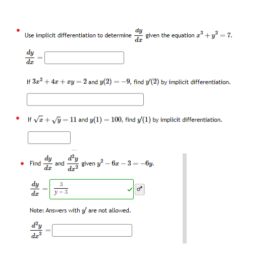 Solved Use implicit differentiation to determine dydx ﻿given | Chegg.com