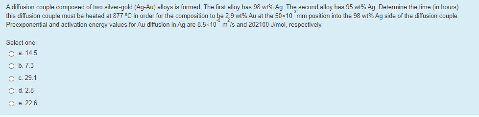 Solved A diffusion couple composed of two silver-gold | Chegg.com