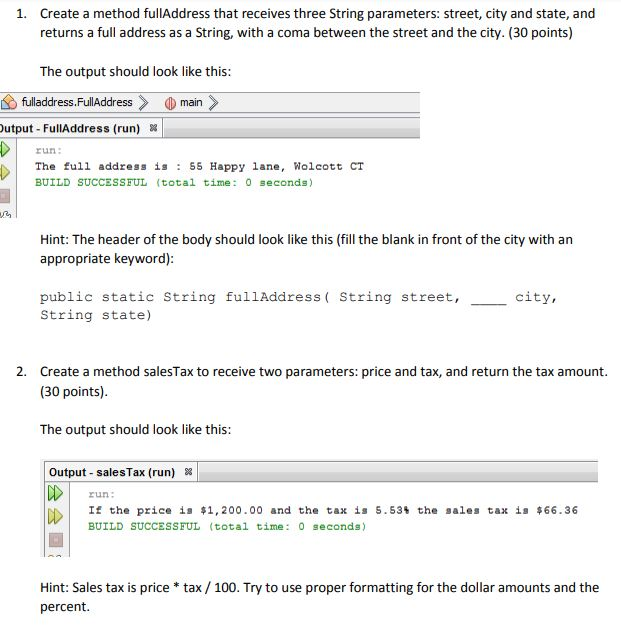 Solved Please write this in Java 1. Create a method | Chegg.com
