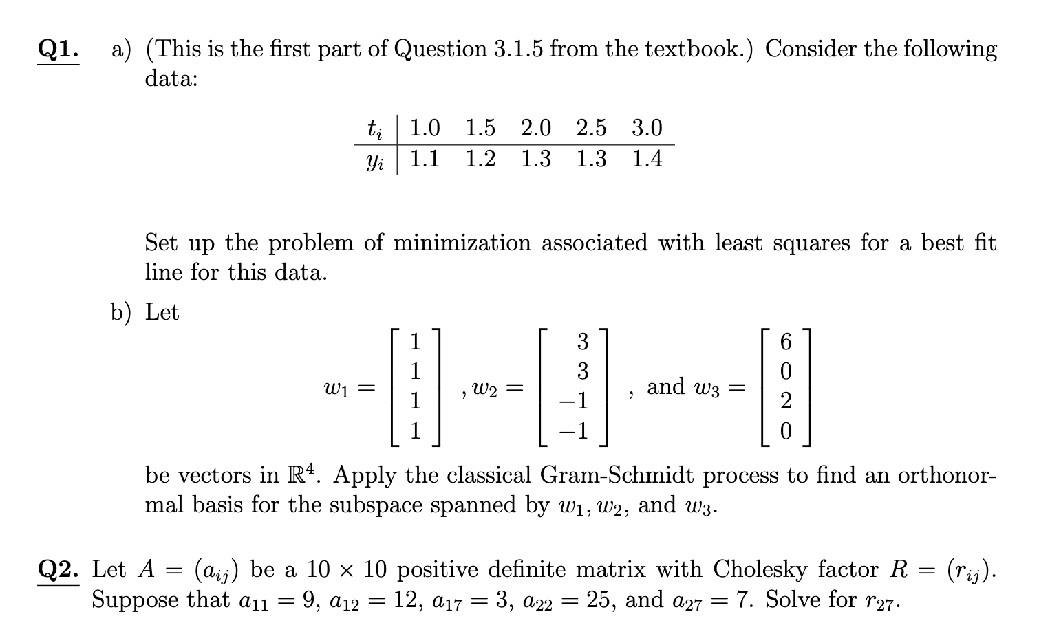 Solved a) (This is the first part of Question 3.1.5 from the | Chegg.com