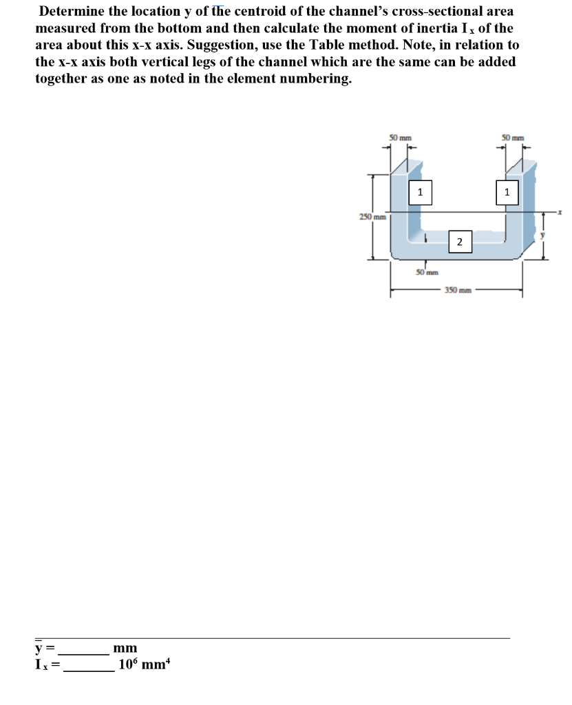Solved Determine the location y of the centroid of the | Chegg.com
