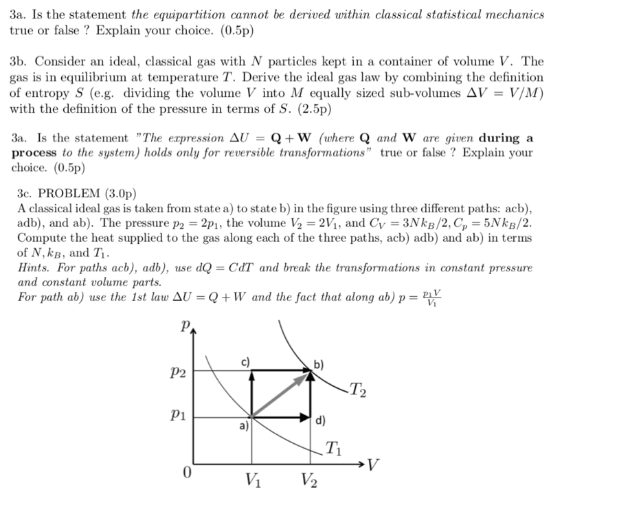 Solved 3a. Is the statement the equipartition cannot be | Chegg.com