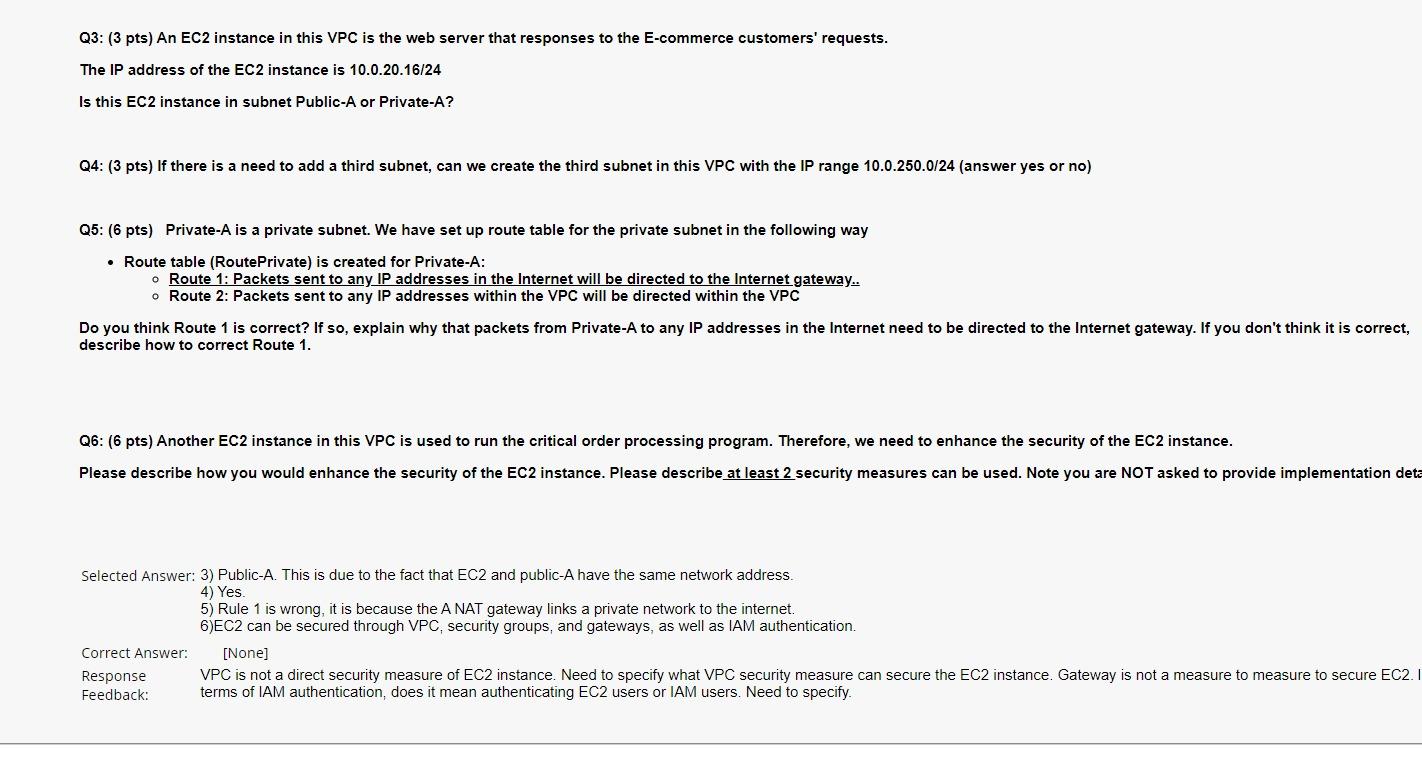 Solved Q3: (3 pts) An EC2 instance in this VPC is the web | Chegg.com