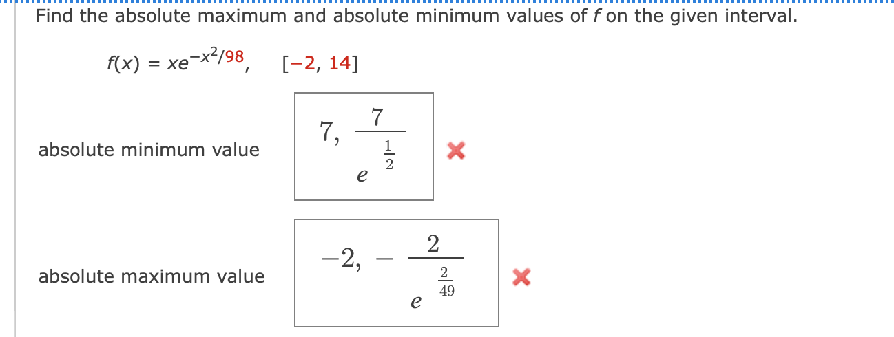 Solved Find the absolute maximum and absolute minimum values | Chegg.com