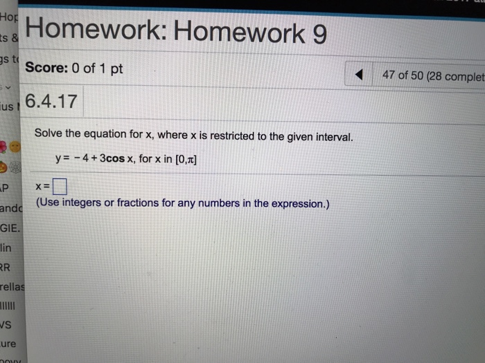 Solved eHomework: Homework 9 Ho ts Score: 0 of 1 pt 47 of 50 | Chegg.com
