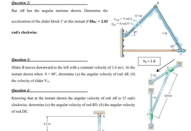 Solved Question 2: Bar AB has the angular motions shown. | Chegg.com