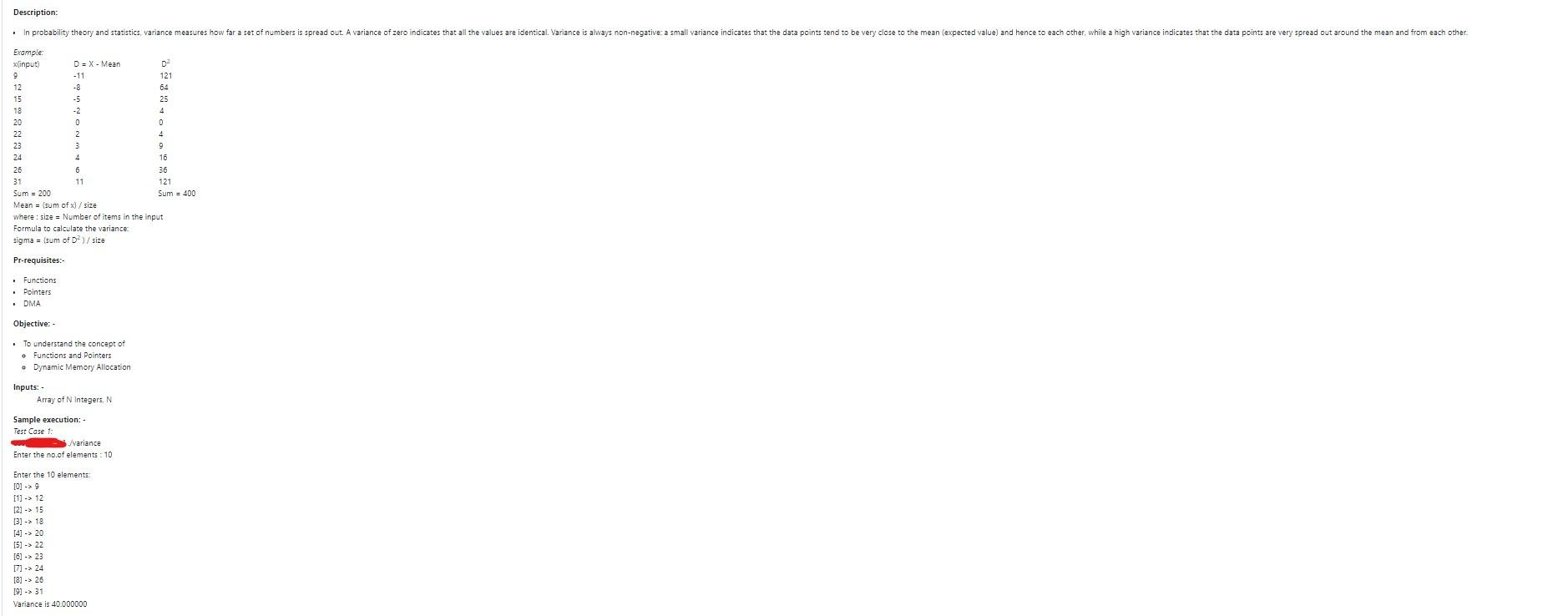 Solved Variance calculation with dynamic arrays ( c | Chegg.com