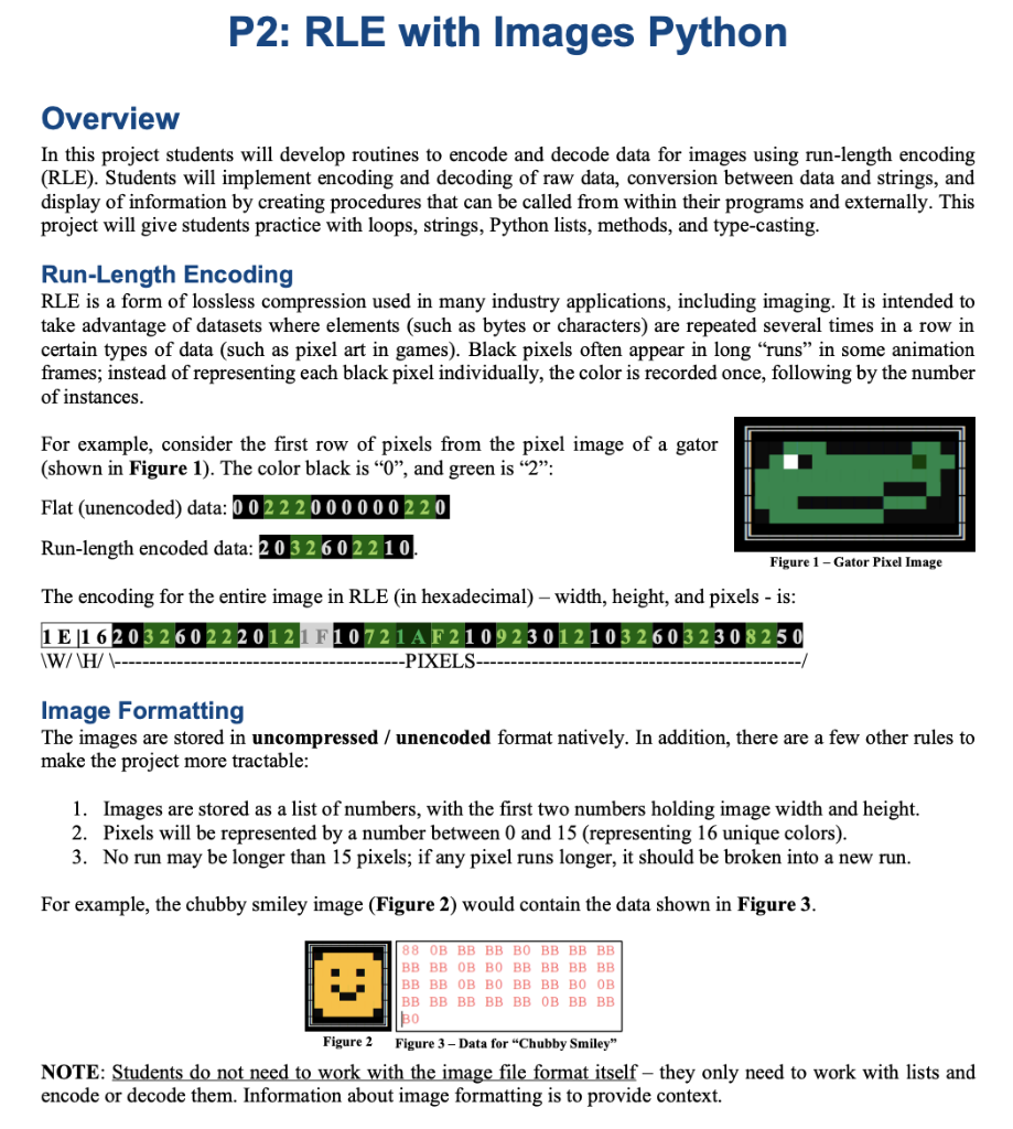 Solved P2: RLE with Images Python Overview In this project | Chegg.com
