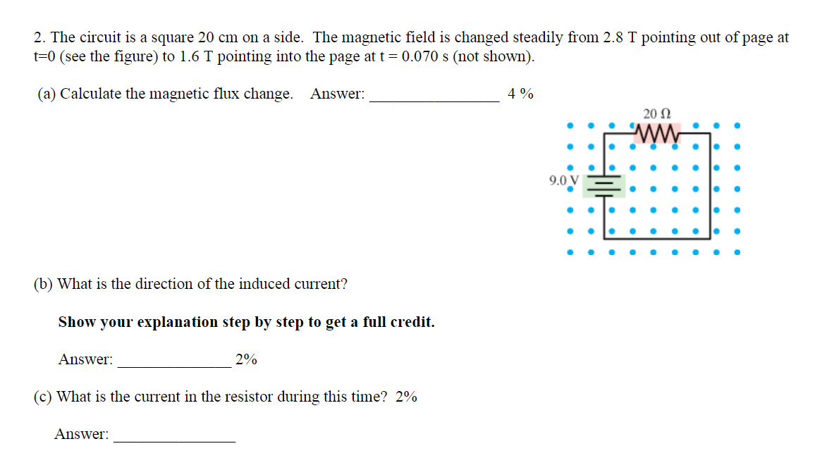 Solved 2. The circuit is a square 20 cm on a side. The | Chegg.com