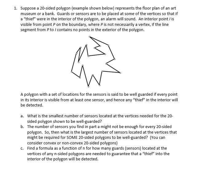 Solved 1. Suppose a 20-sided polygon (example shown below) | Chegg.com