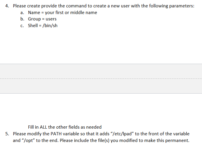 Solved 4. Please create provide the command to create a new | Chegg.com
