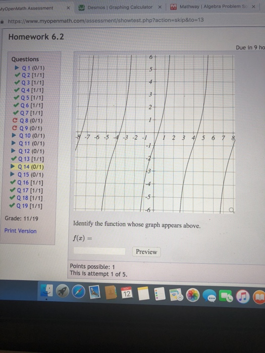 Solved x Mathway 1 Algebra Problem s 宴 Desmos l Graphing | Chegg.com
