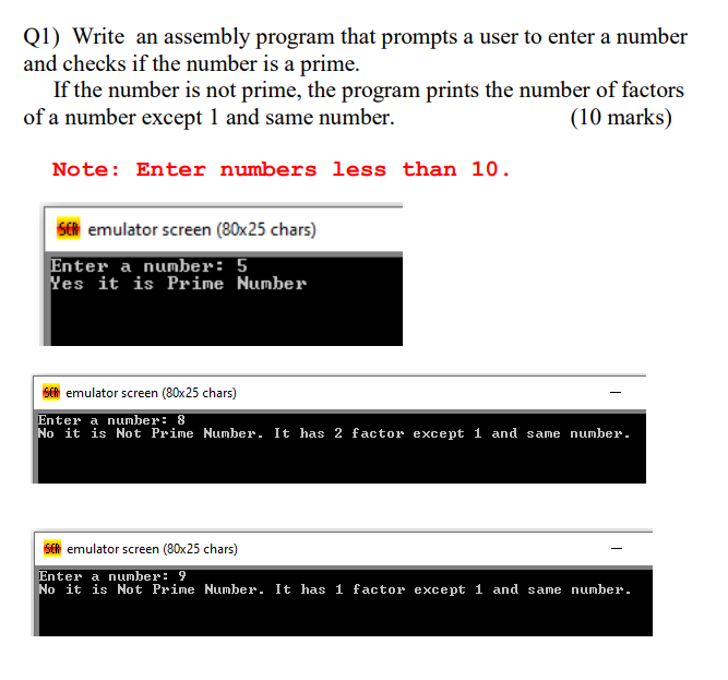 Solved Q1) Write an assembly program that prompts a user to | Chegg.com