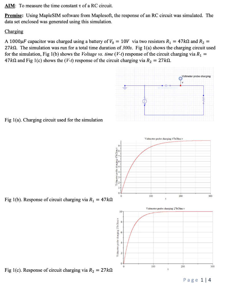 Solved AIM: To measure the time constant τ of a RC circuit. | Chegg.com