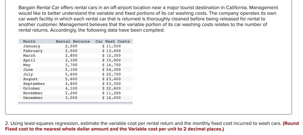 Solved Fixed cost per month = Variable cost per rental | Chegg.com