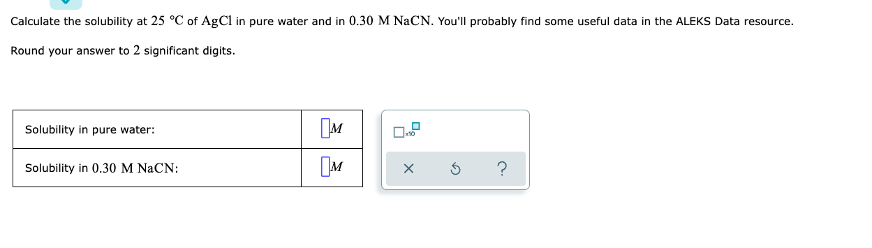 Solved Calculate the solubility at 25 °C of AgCl in pure | Chegg.com