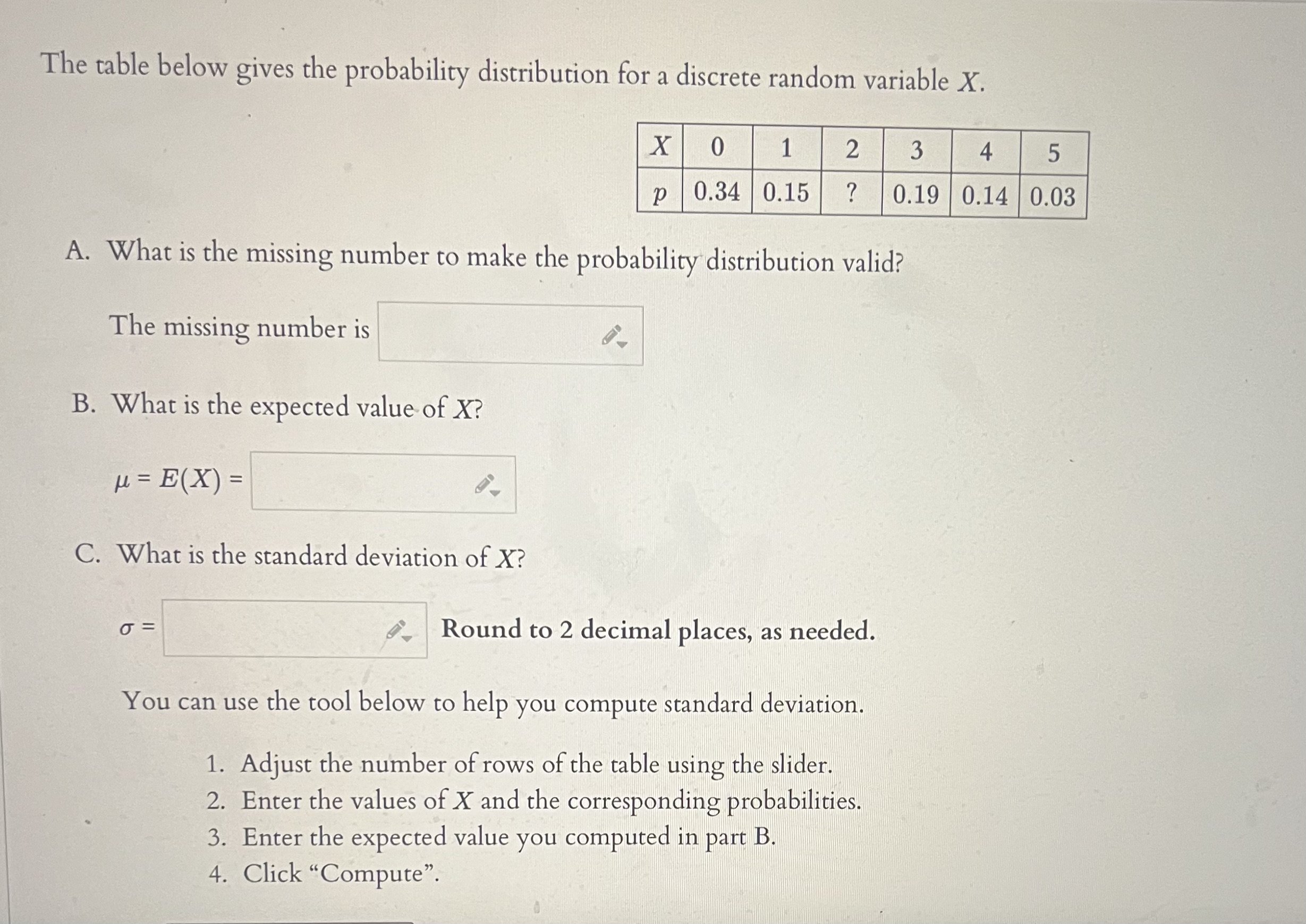 Solved The table below gives the probability distribution | Chegg.com