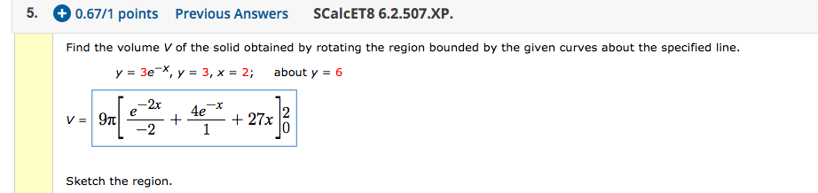 Solved 5. + 0.67/1 points Previous Answers SCalcET8 | Chegg.com