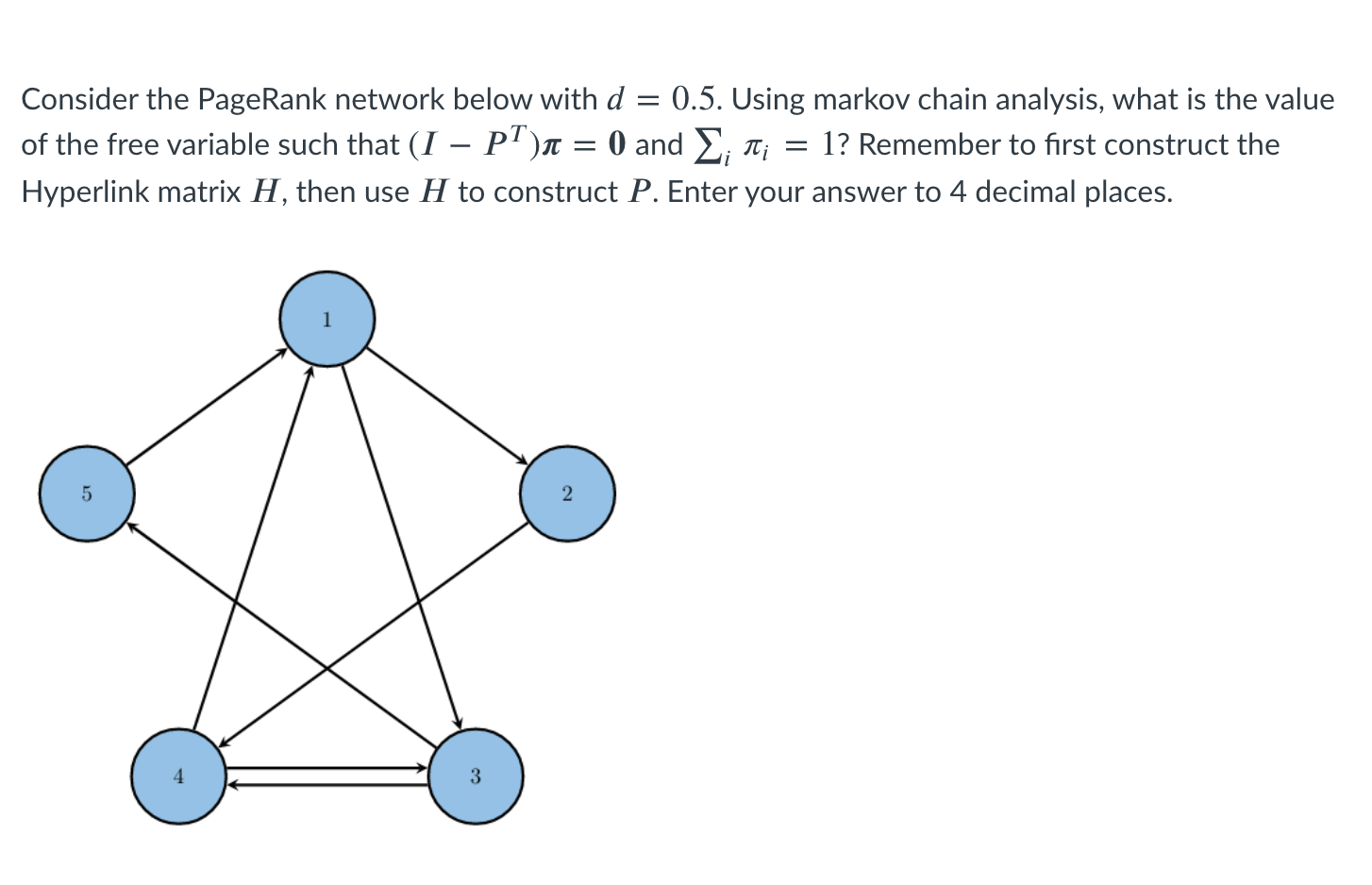 Solved Consider the PageRank network below with d = 0.5. | Chegg.com