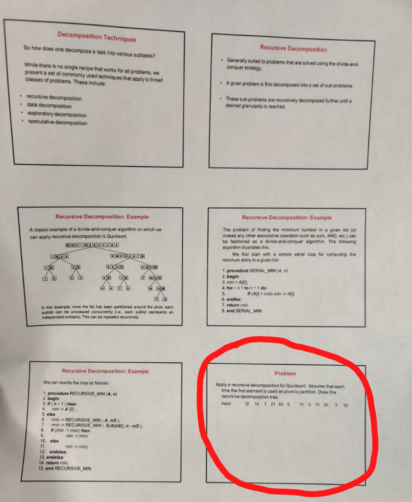 Solved Decomposition Techniques So how does one Recursive | Chegg.com