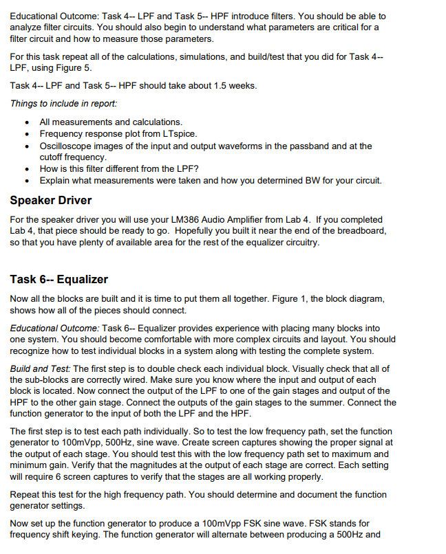 Solved EET 222 Lab Equalizer Project Introduction | Chegg.com