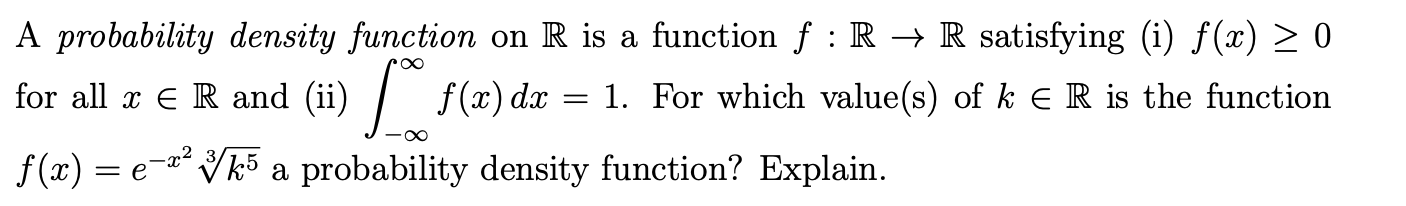 Solved A probability density function on R is a function f:R | Chegg.com