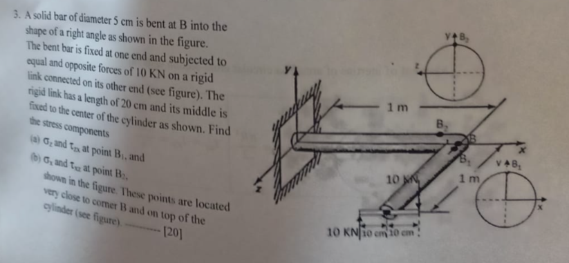 Solved A solid bar of diameter 5 cm is bent at B into the | Chegg.com