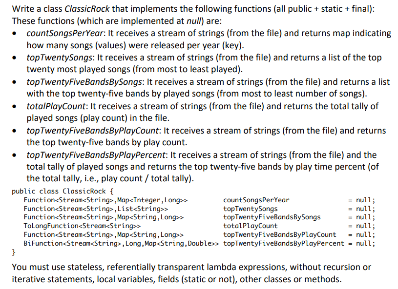 Using Java Lambdas and Streams/Maps: there is no more | Chegg.com