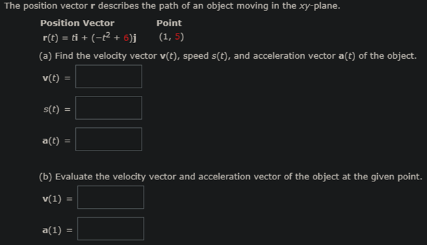Solved The position vector r describes the path of an object | Chegg.com