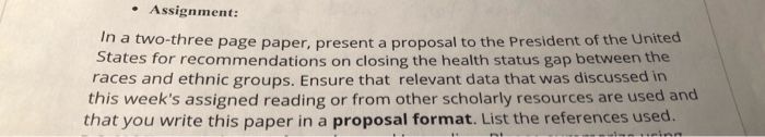 Solved Assignment: In a two-three page paper, present a | Chegg.com